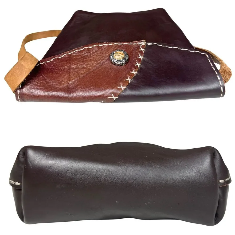 Bags | Handmade Crossbody Bag Brown Red Leather Hand Stitch Western ...